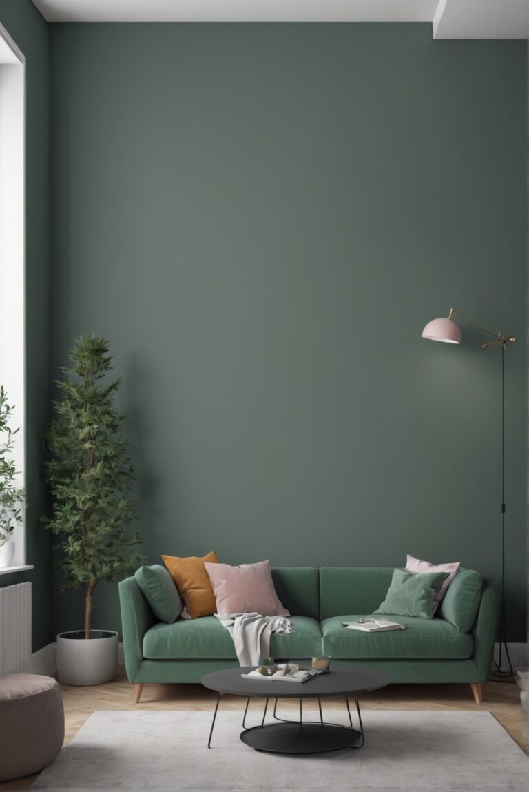 Modern Evergreen Fog Paint Sets the Tone for a Relaxing Living Room In ...