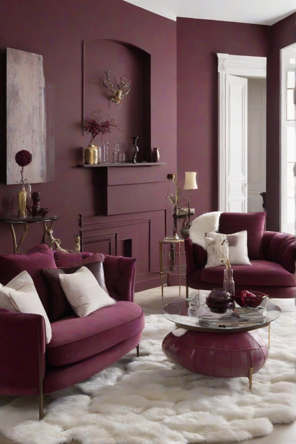 Is BORDEAUX wall paint good for living room with a white rug? - West ...
