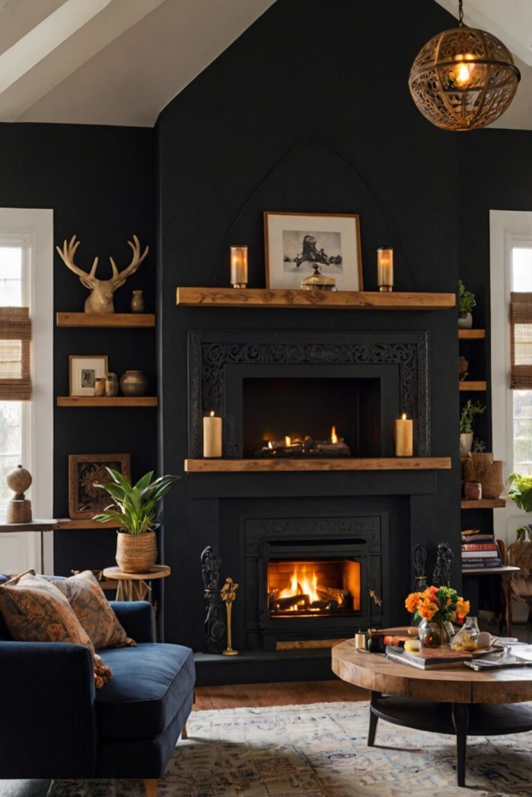 How to Create a Boho Chic Living Room Design with a Fireplace? - West ...